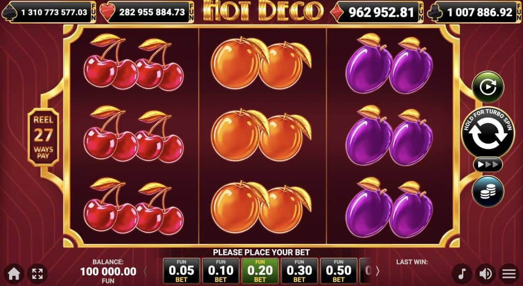 Hot Deco Demo 🎰 3x3 Augļu Spēļu Automāts